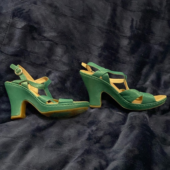 Born | Shoes | Born Crown Teal Leather Platform Sandals 6 | Poshmark